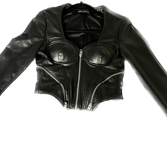 Zara | Tops | Zara Black Leather Biker Top | Poshmark